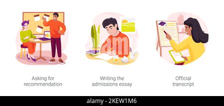 College admission isolated cartoon vector illustrations set. Happy ...