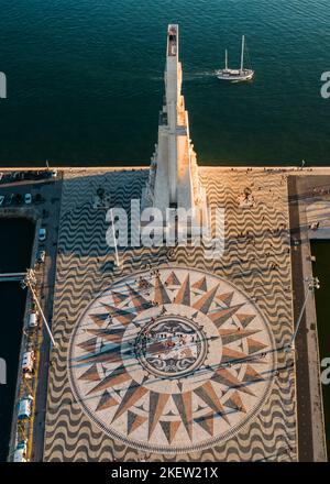 Aerial view of Padrao dos Descobrimentos, a concrete monument to ...