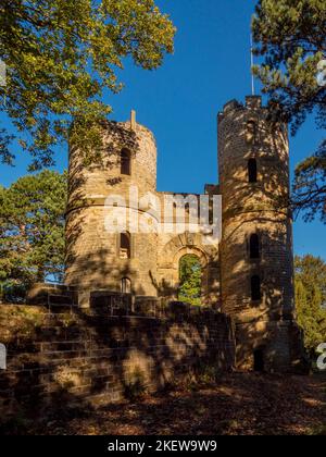 Stainborough Castle turret, a folly in Wentworth Castle Gardens ...