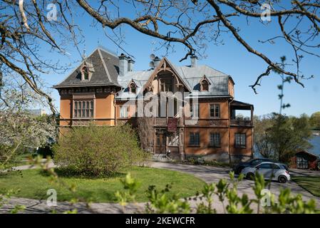 Creepy huge gothic mansion like a house from a horror film, in ...