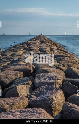 Summer in Parnu stone jetty Estonia Stock Photo - Alamy