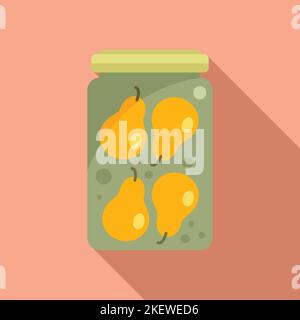 Pickle pear icon flat vector. Glass food. Can product isolated Stock ...