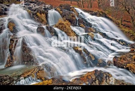 Waterfall at Cwm Llan near Watkin Path to Snowdon in Snowdonia National ...