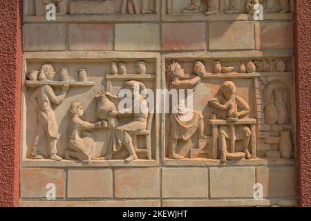 Keramik, Fassade, Altbau der Kunsthochschule, Bühringstraße, Weißensee ...