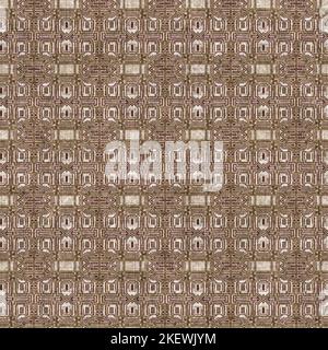 Sepia brown geometric canvas effect seamless texture. Material geo ...