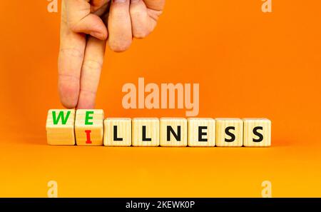 Wellness or illness symbol. Concept words Wellness and Illness on ...