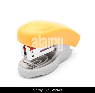 Orange stapler isolated on white background Stock Photo - Alamy