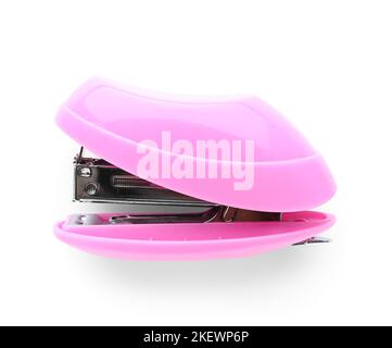 Pink office stapler on white background Stock Photo - Alamy