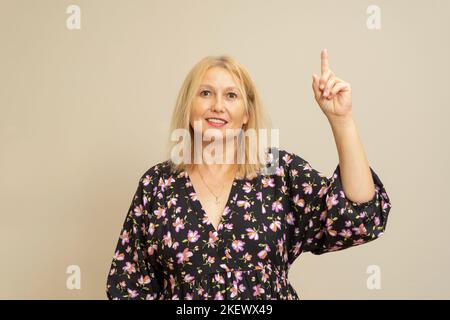 Got it eureka. Excited enthusiastic creative cute european girl raise ...