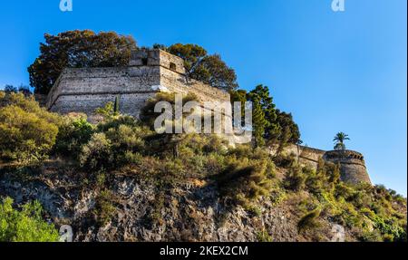 Monaco, France - August 2, 2022: Medieval defense walls of royal ...