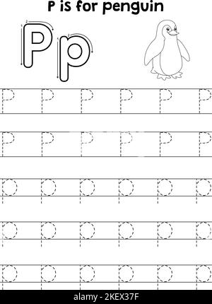 Penguin Alphabet ABC Coloring Page P Stock Vector Image & Art - Alamy