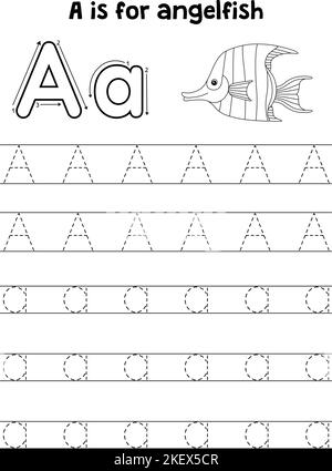 Angelfish Alphabet ABC Coloring Page A Stock Vector Image & Art - Alamy
