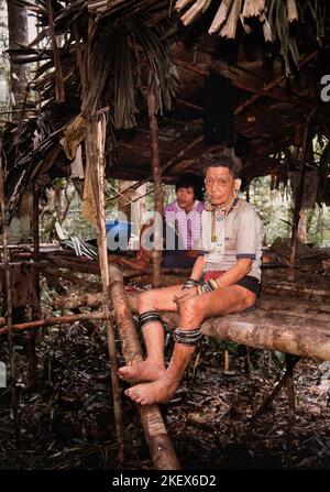 Penan indigenous native people of Sarawak, Borneo, family group, East ...