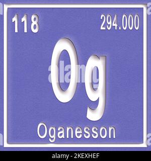 Oganesson chemical element, Sign with atomic number and atomic weight ...