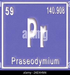 Praseodymium Pr chemical element. Praseodymium Sign with atomic number ...