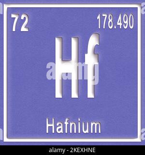Hafnium Hf chemical element. Hafnium Sign with atomic number. Chemical ...