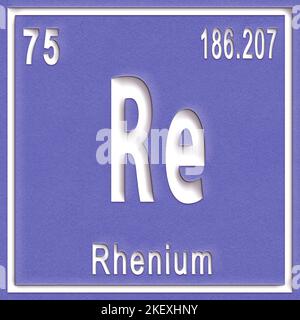Rhenium Re chemical element. Rhenium Sign with atomic number. Chemical ...