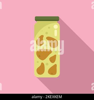 Pickle pear icon flat vector. Glass food. Can product isolated Stock ...