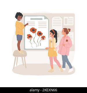 Commemorate veterans isolated cartoon vector illustration. Little girl ...