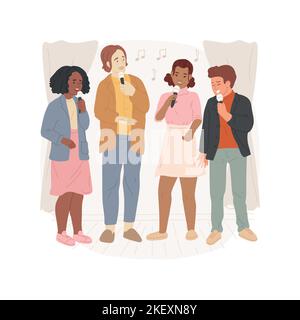 Rehearsal of children choir flat vector illustration. Kids ensemble ...