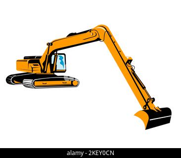 Excavator or Mechanical Digger with Boom Dipper and Bucket Isolated WPA ...