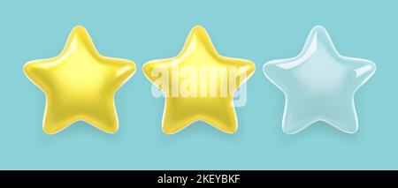 Three realistic glass rating stars filling with gold Stock Vector Image ...