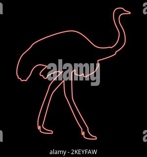 Neon ostrich red color vector illustration image flat style Stock ...