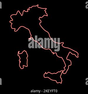 Neon map of italy red color vector illustration image flat style light ...