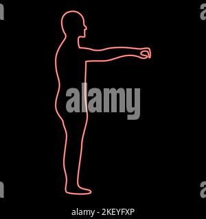 Neon zombie red color vector illustration image flat style light. Neon ...
