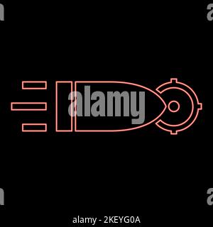 Neon bullet flying to target red color vector illustration image flat ...