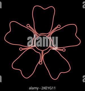 Neon flower sakura red color vector illustration image flat style light ...