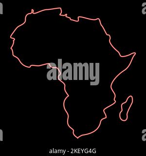 Neon map of africa red color vector illustration image flat style Stock ...