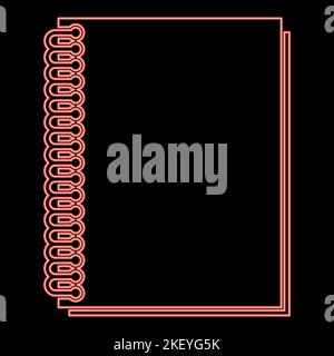 Neon notebook with spring red color vector illustration image flat ...
