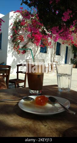 Coffee Table Paros Greece mediteranean island aegean Stock Photo - Alamy