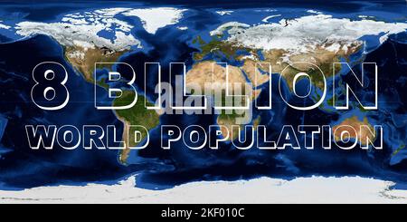 8 billion world population concept text isolated on an earth map at ...