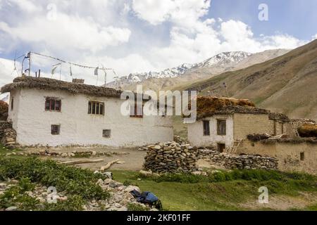 Zanskar, India - July 2012: Old, rustic traditional stone walls and ...