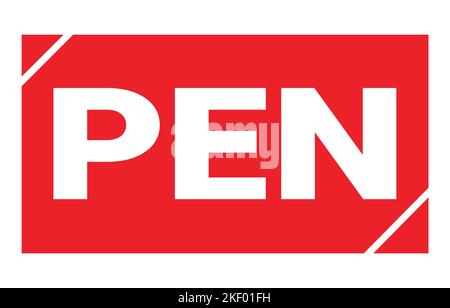 PEN, text written on red rectangle stamp sign Stock Photo - Alamy