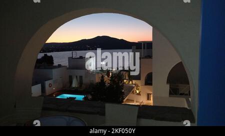 Sunset pool Paros Greece mediteranean island aegean Stock Photo - Alamy
