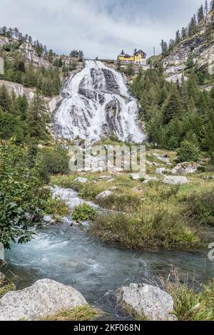 The very high and beautiful Waterfall of the Toce in the Formazza ...