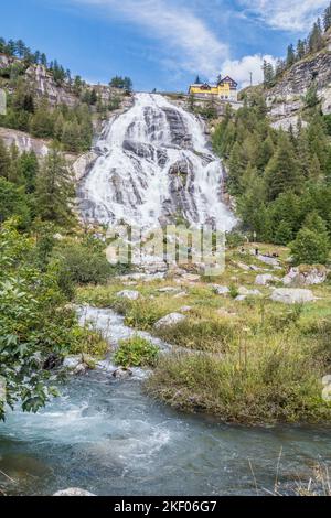 The beautiful Toce Waterfall in Formazza Valley in Piedmont. It's the ...