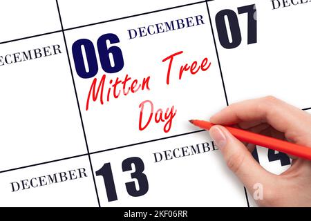 December 6th. Hand writing text Miners' Day on calendar date. Save the ...