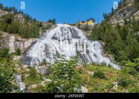 The beautiful Toce Waterfall in Formazza Valley in Piedmont. It's the ...