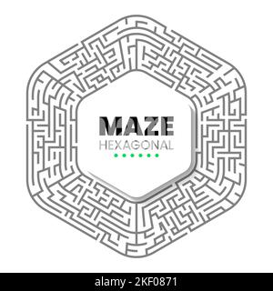 Hexagonal Maze Hexagon maze Labyrinth with six corner icon black color ...