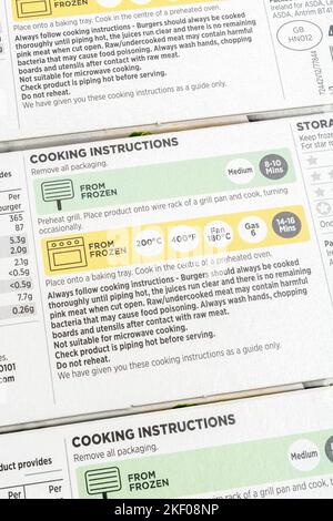 How to cook / cooking information labelling on a paper card box ...