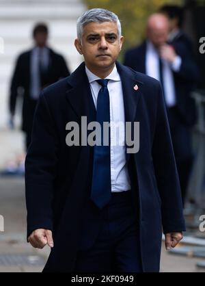 Sadiq Khan walks through Downing Street to attend the Remembrance ...