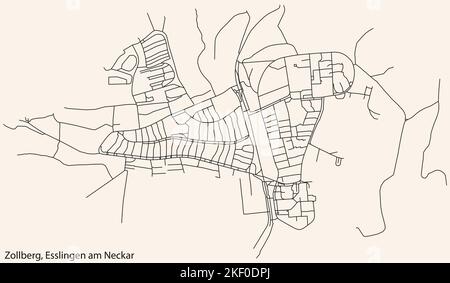 Street roads map of the ZOLLBERG MUNICIPALITY, ESSLINGEN Stock Vector ...