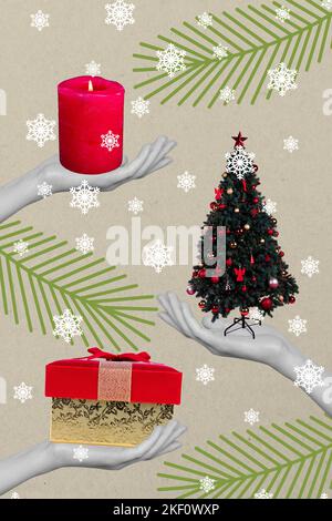 Abstract background with Christmas decorations and candle on green ...