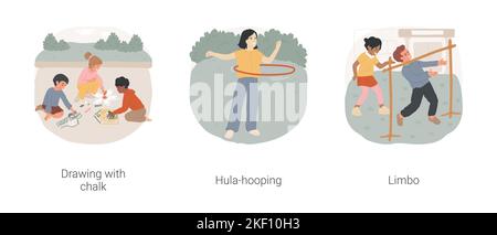 Limbo isolated cartoon vector illustration. Children playing limbo game ...