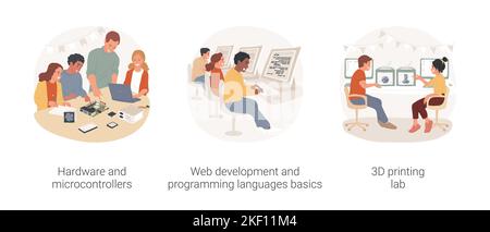 3d printing lab isolated cartoon vector illustration. Technical ...