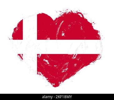 Danish flag heart isolated on white background. Pencil drawing Stock ...